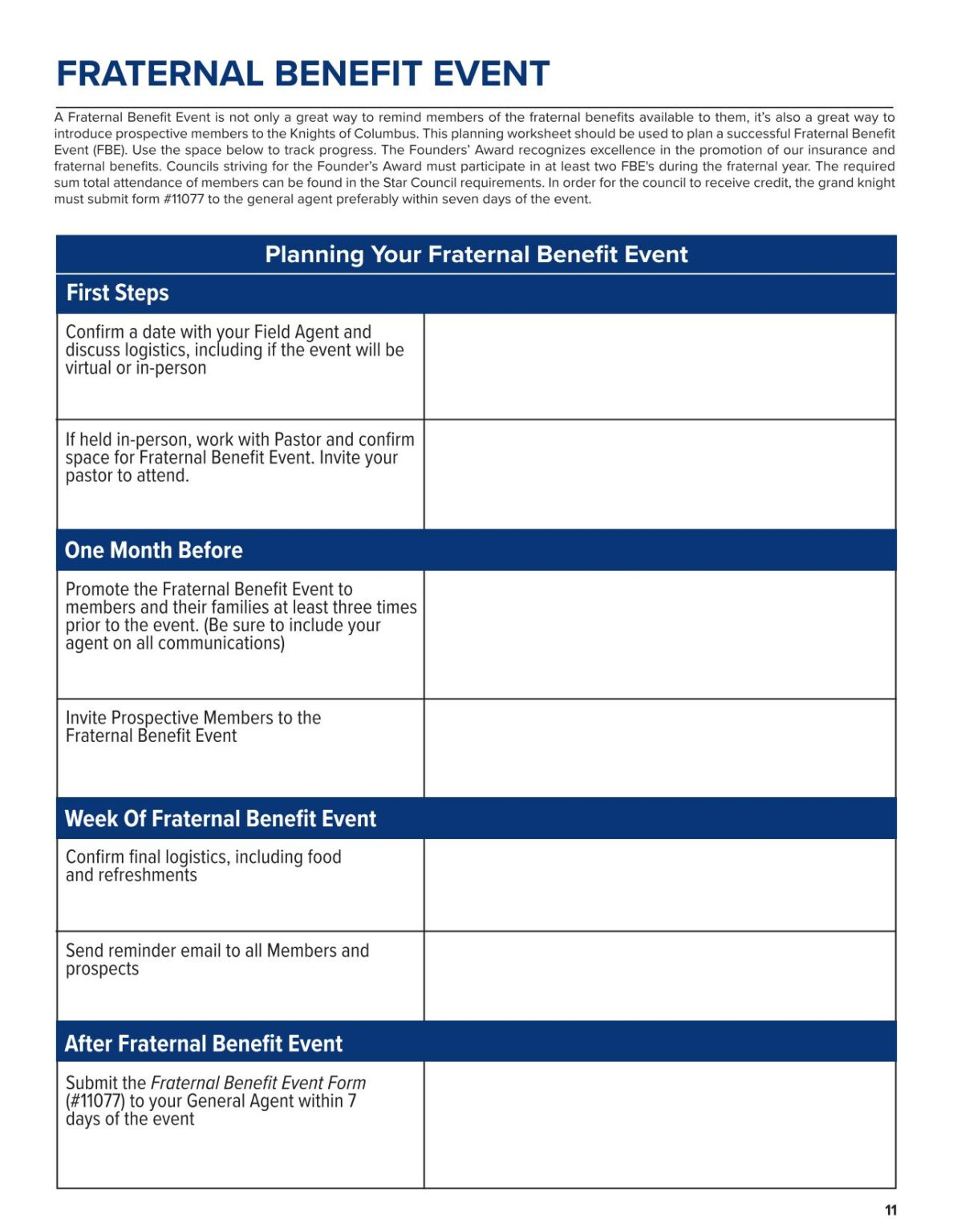 Fraternal Benefit Event Guidelines | Knights of Columbus - California ...