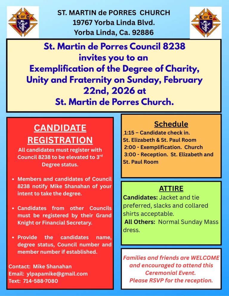 SMDP CUF Exemplification Feb 22 2026 | Knights of Columbus - California ...